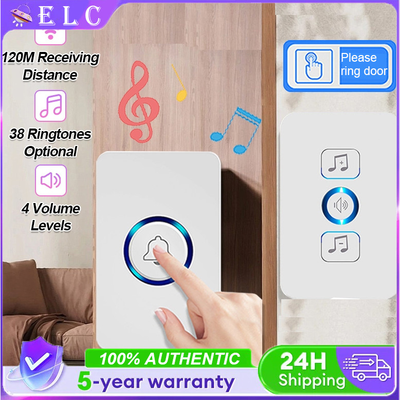 Wireless Doorbell Smart Home Door Bell Waterproof With 62 Ringtones ...