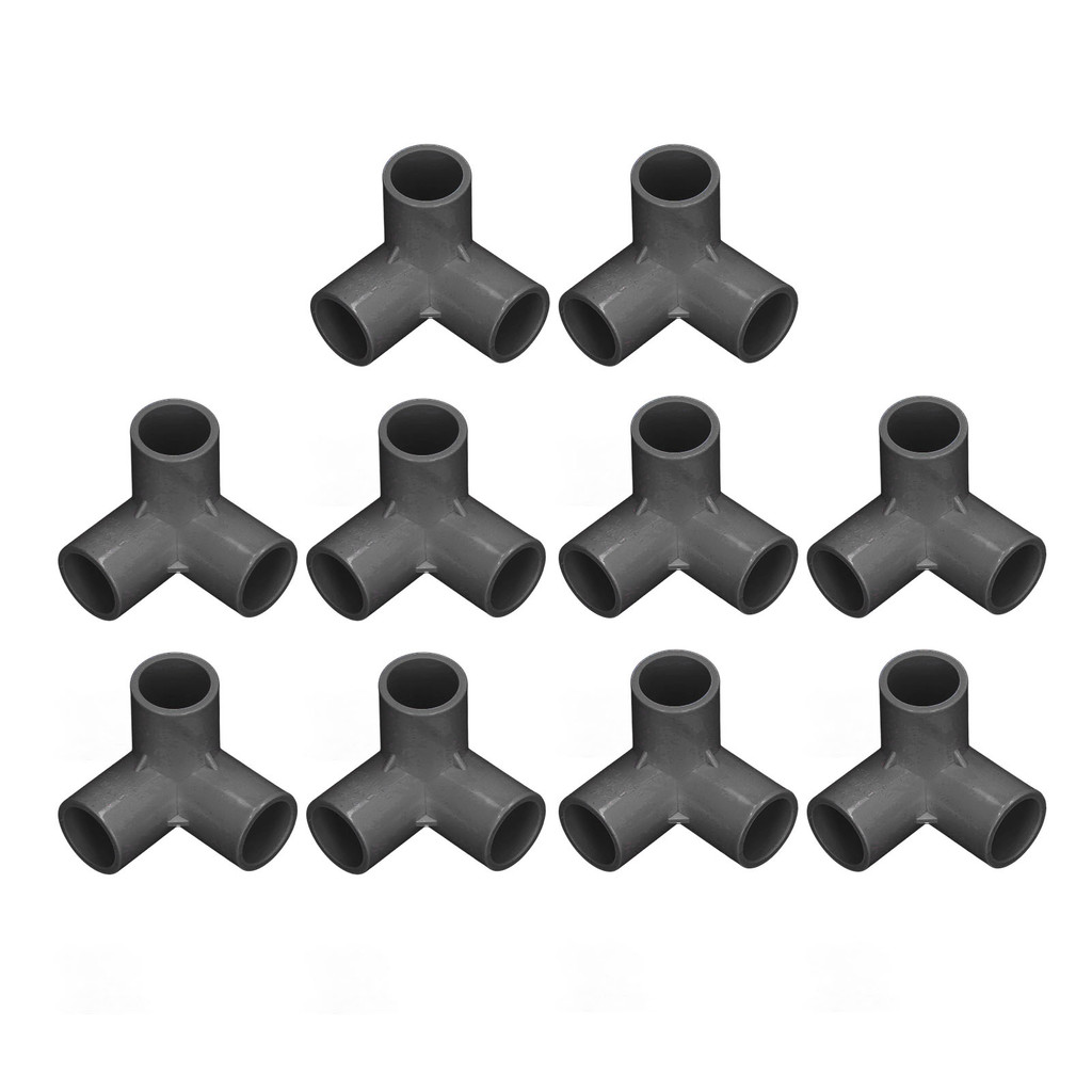 10PCS 3 Way Pipe Fittings PVC Plastic Right Angle Tee Corner Connector ...