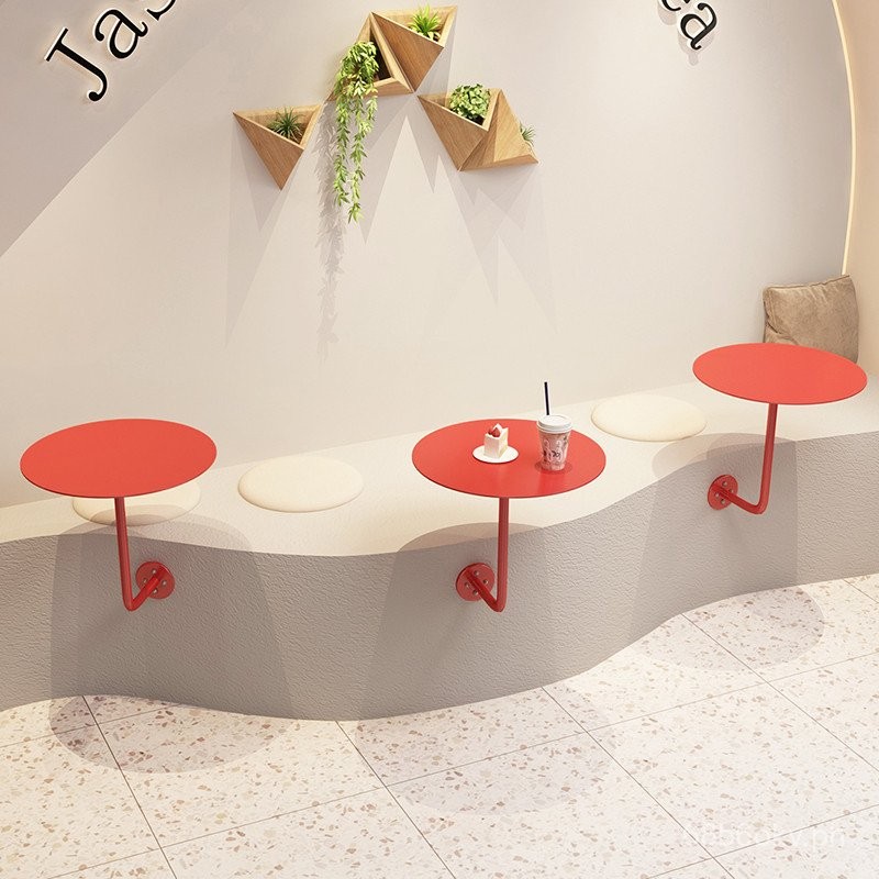 Minimalist Modern Milk Tea Shop Cafe Booth Table Wall-Mounted Table ...