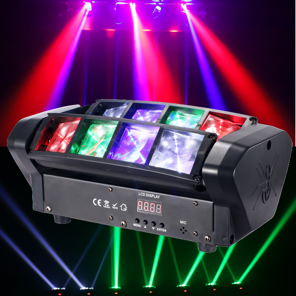 Mini Stage Lighting 8x5W RGBW LED Spider Beam Moving Head Lamp DJ Disco ...