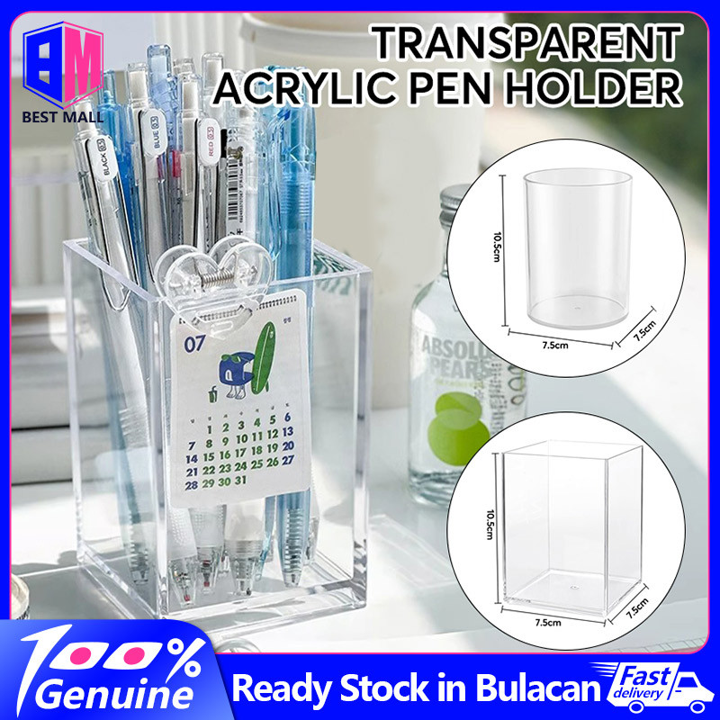 Pen Holder Clear Acrylic Pencil Holder Cups Desk Accessories Holder ...
