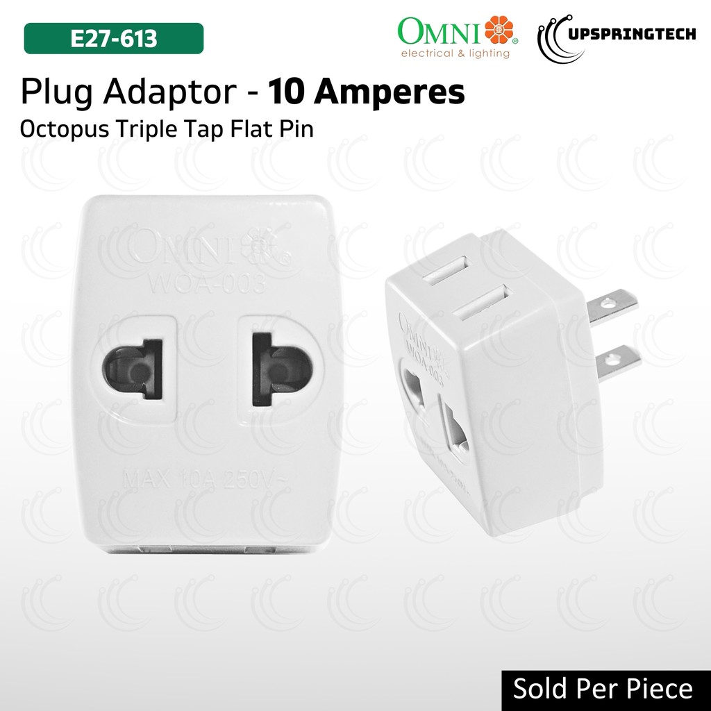 Omni Octopus Triple Tap Flat Pin Plug Adaptor - Outlet Socket WOA-003 ...