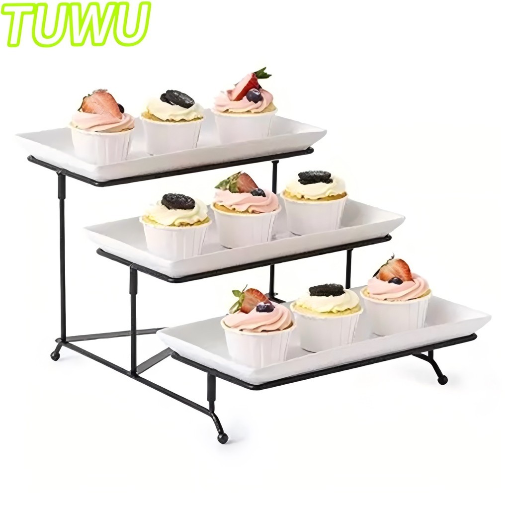 WDL Dine 2/3tier Rectangular Plates Buffet Server European-style pastry ...