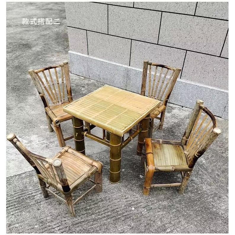 Bamboo Table and Chair Set Outdoor Courtyard Bamboo Table and Chair ...
