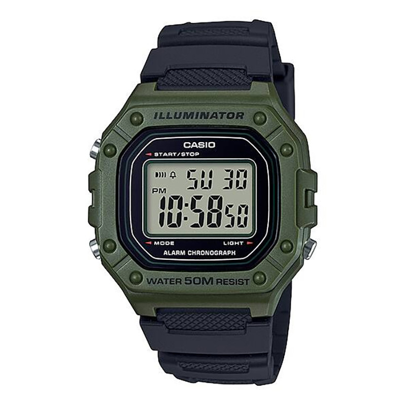 Casio (W-218H-3AVDF) Black Resin Strap 50 Meter Date Display Digital ...