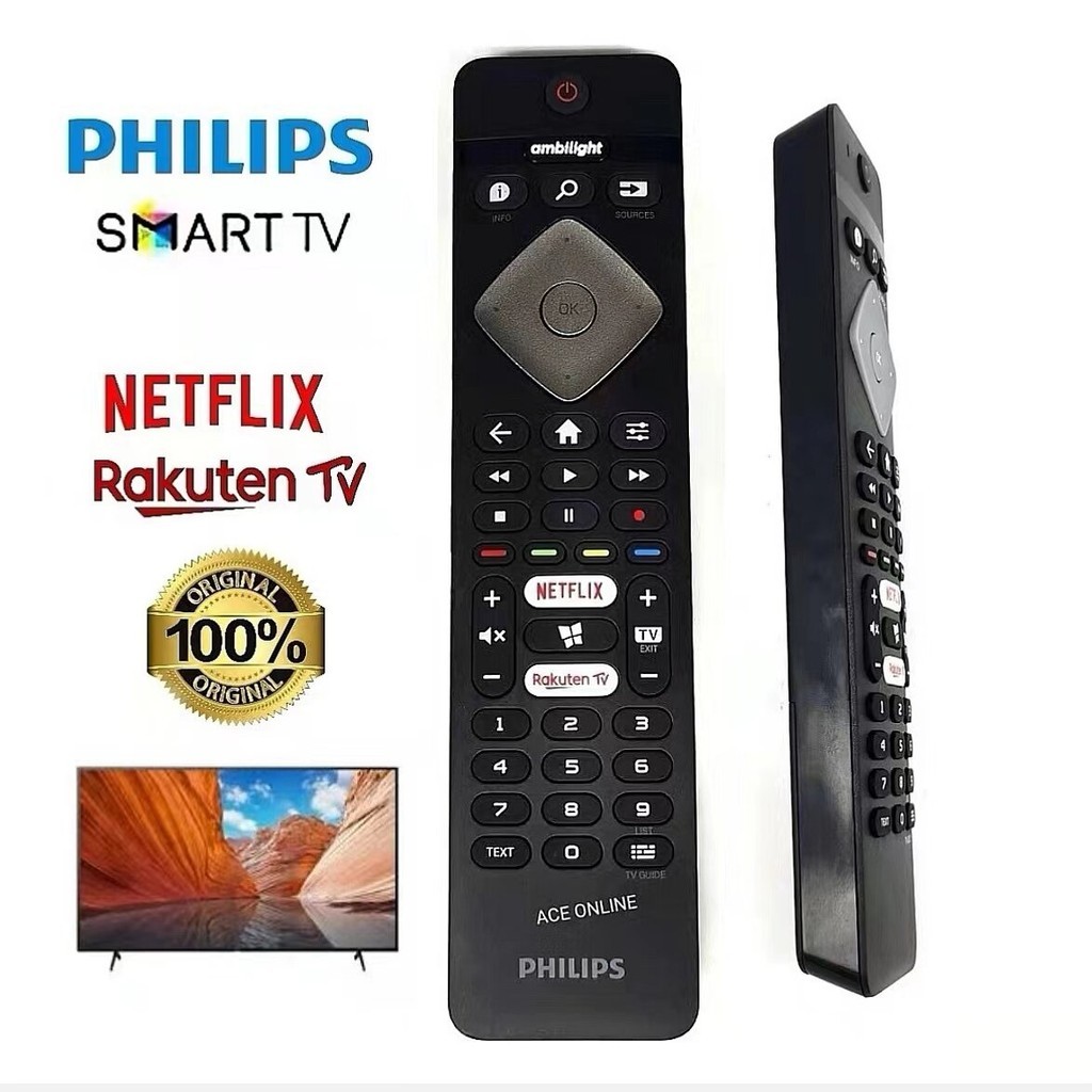 PHILIPS SMART TV REMOTE CONTROL WITH NETFLIX RATUTEN TV BUTTON | Shopee ...