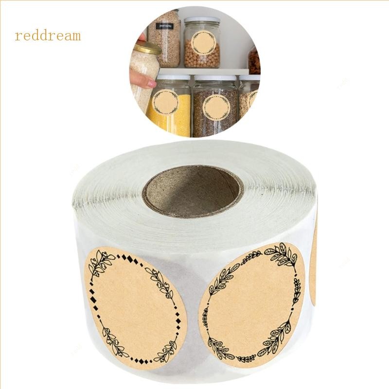 ESP 500 Per Roll Kraft Brown Sticker Wreath Patten Canning Jar Round ...