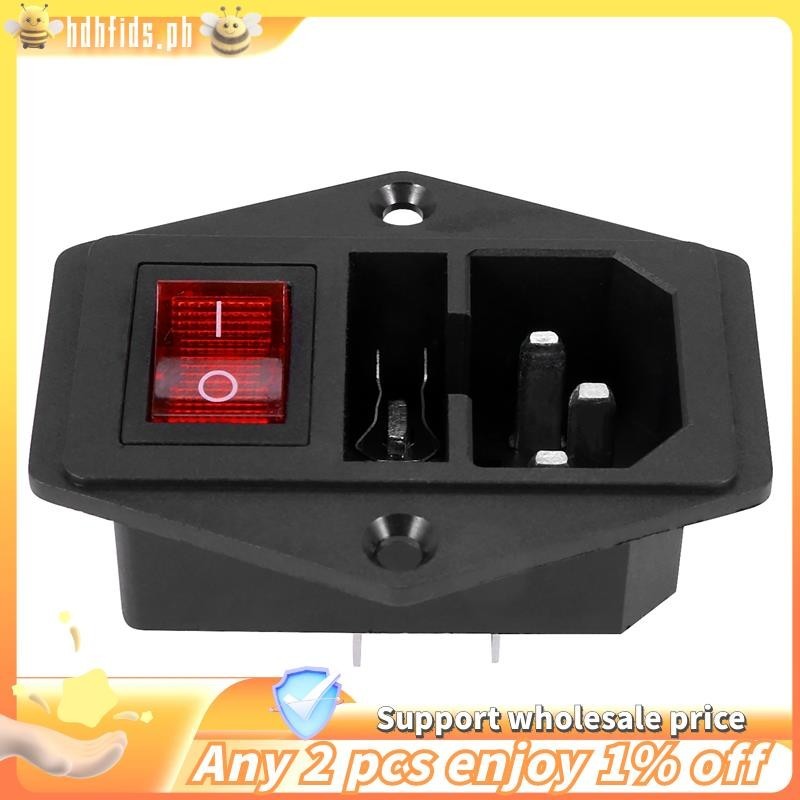 3 Pin IEC320 C14 Inlet Module Plug Fuse Switch Male Power Socket 10A ...