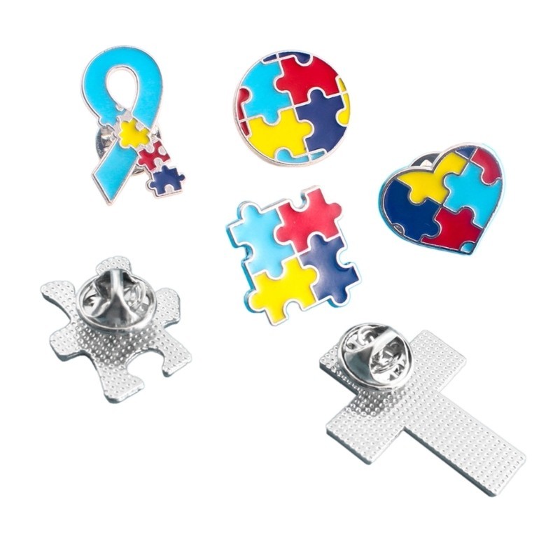 blg 6 Pieces Autism Puzzle Enamel Pins Badge Enamel Lapel Pins Clothes ...