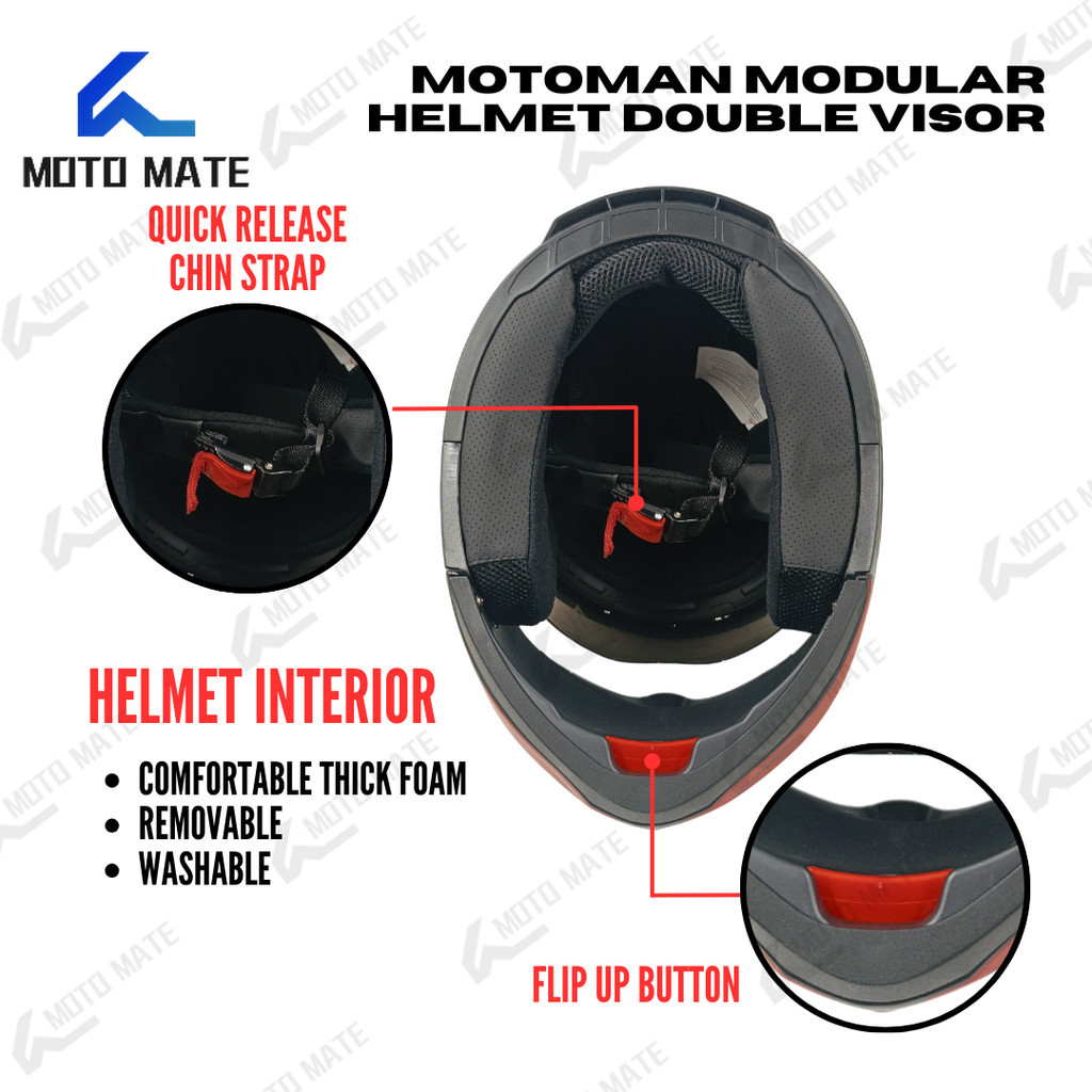 MOTOMAN HALF MODULAR HELMET DOUBLE VISOR MTM-516 MOTORCYCLE PROTECTIVE ...