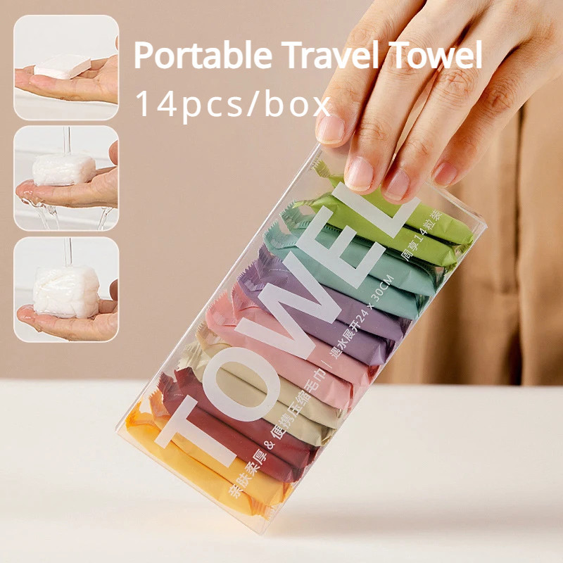 14pcs/box Travel Disposable Towel Facial Towel Bath Towel Washcloth ...