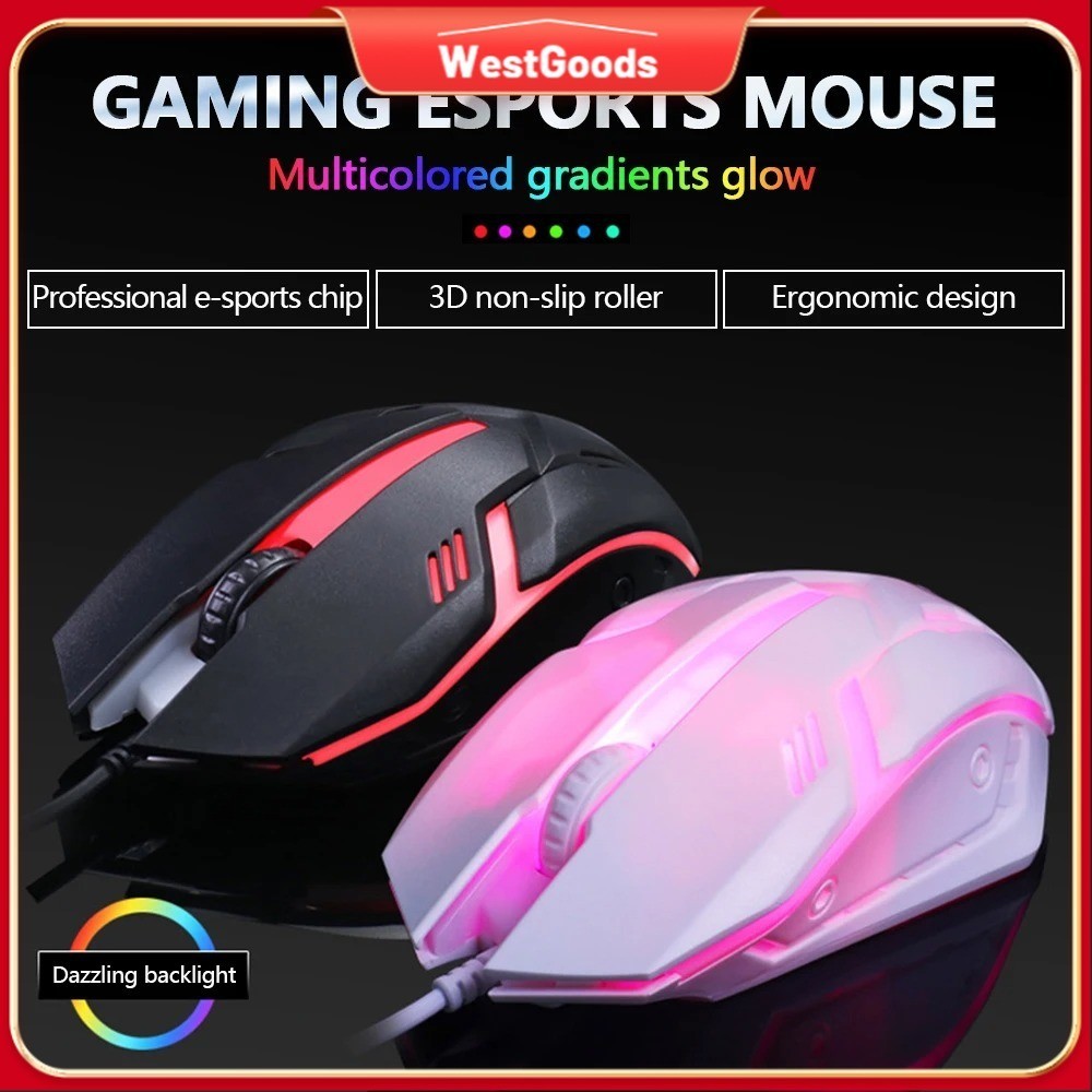 Wired USB Optical Gaming Mouse Multi-color Backlight 1000DPI Color ...