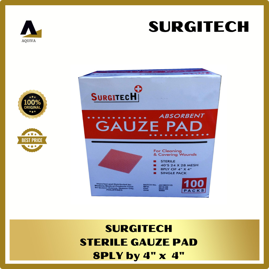 Sterile Gauze Pad 4x4 (1 box-100 pcs) (Surgitech) | Shopee Philippines