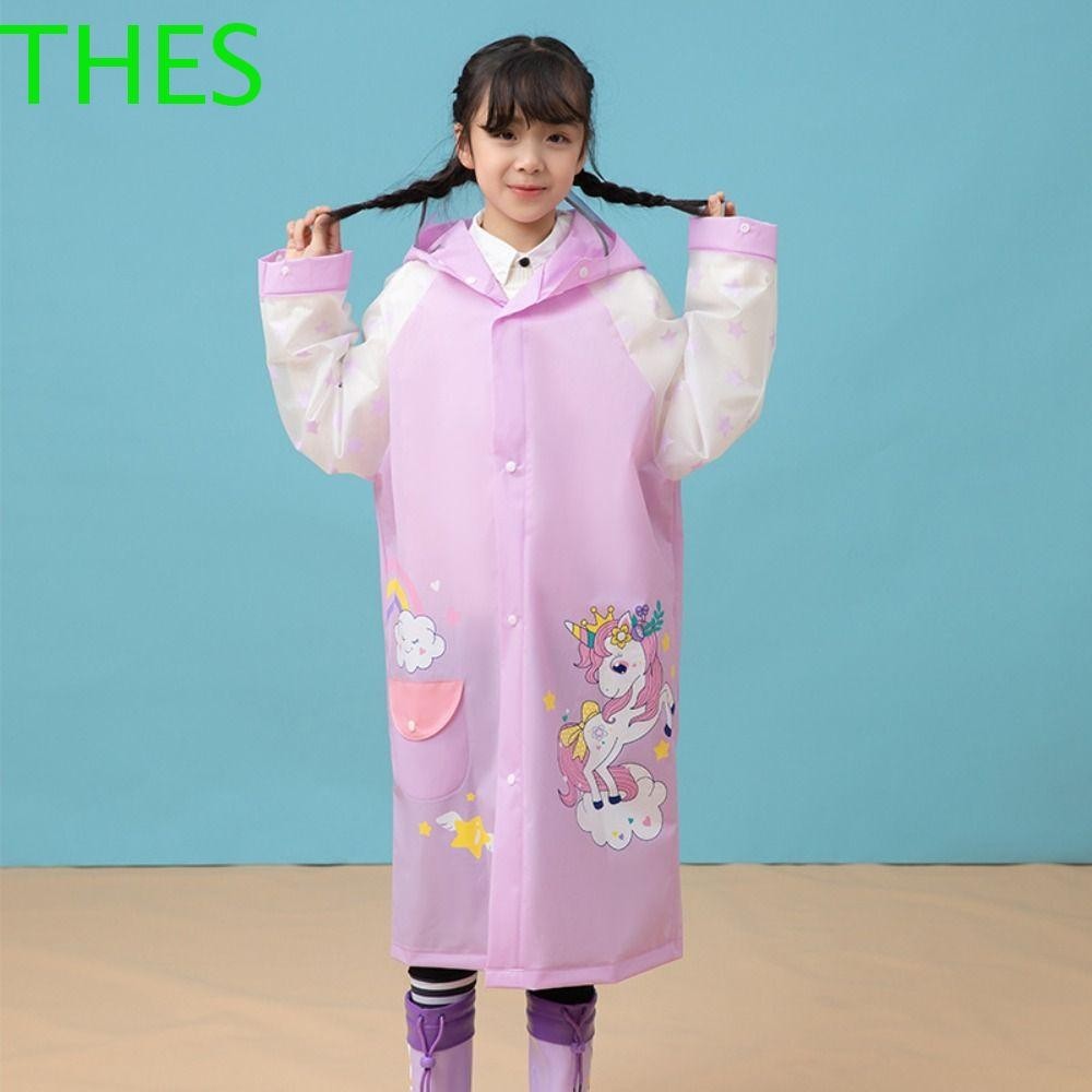 THES Children's Rain Gear with Backpack, Sailor Moon Elephant Cartoon Children Hooded Raincoat ...