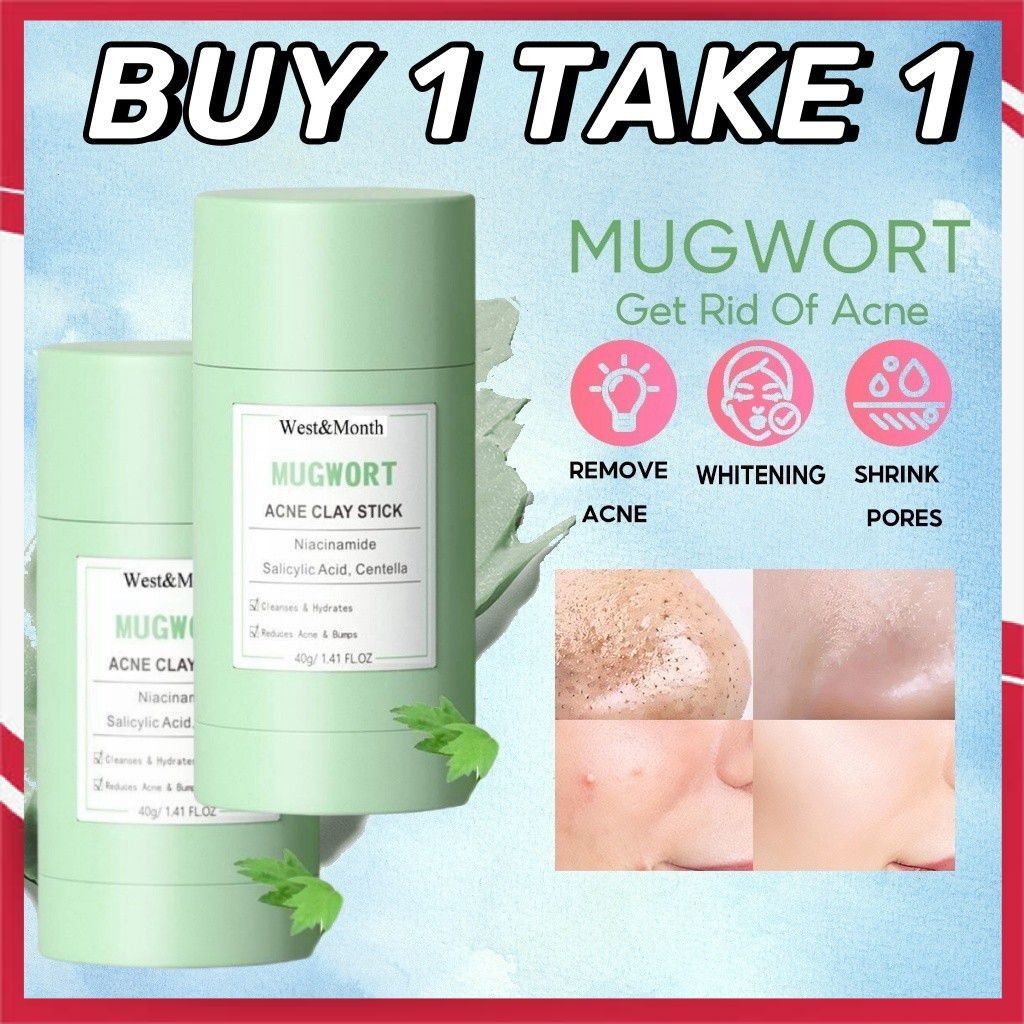 BUY 1 TAKE 1 Mugwort Clay Stick Anti-Acne Clay Mask For Clean Pores And ...