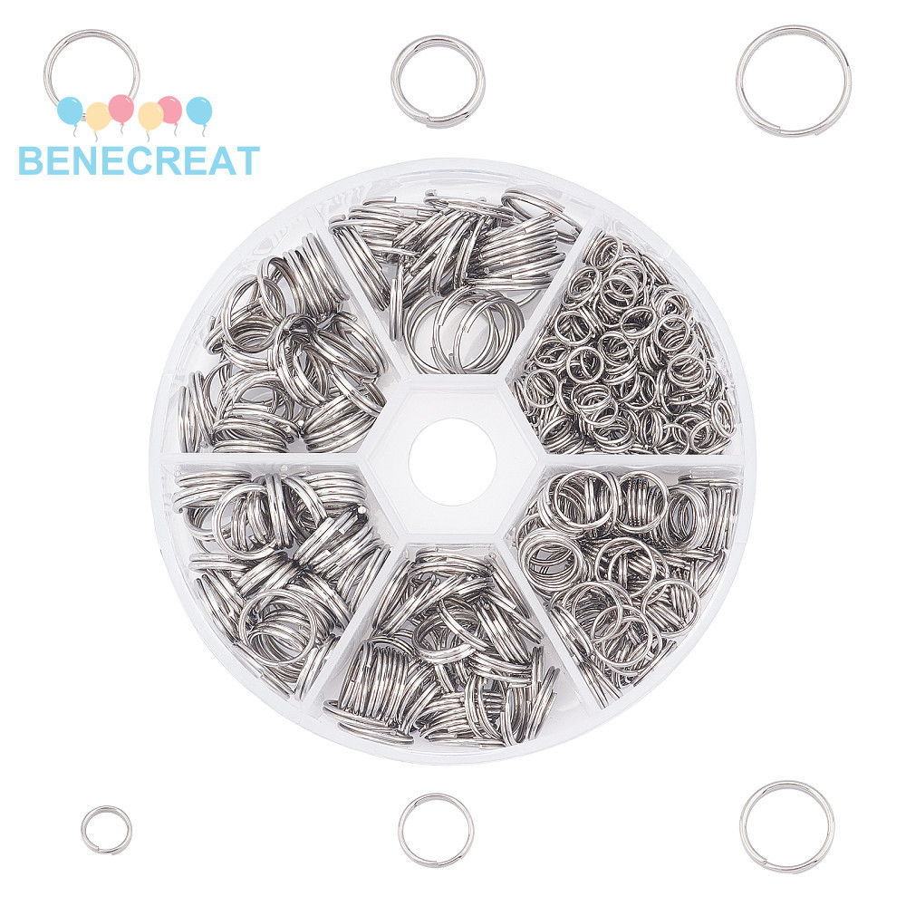 1Box 304 Stainless Steel Split Rings Double Loops Jump Rings Stainless Steel Color 8x1mm Inner ...