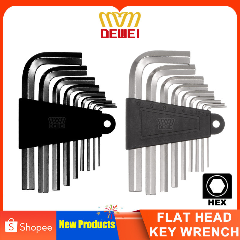 Hex Key Allen Wrench Set With Flat Allen Key L Handle Set 9pcs | Shopee ...