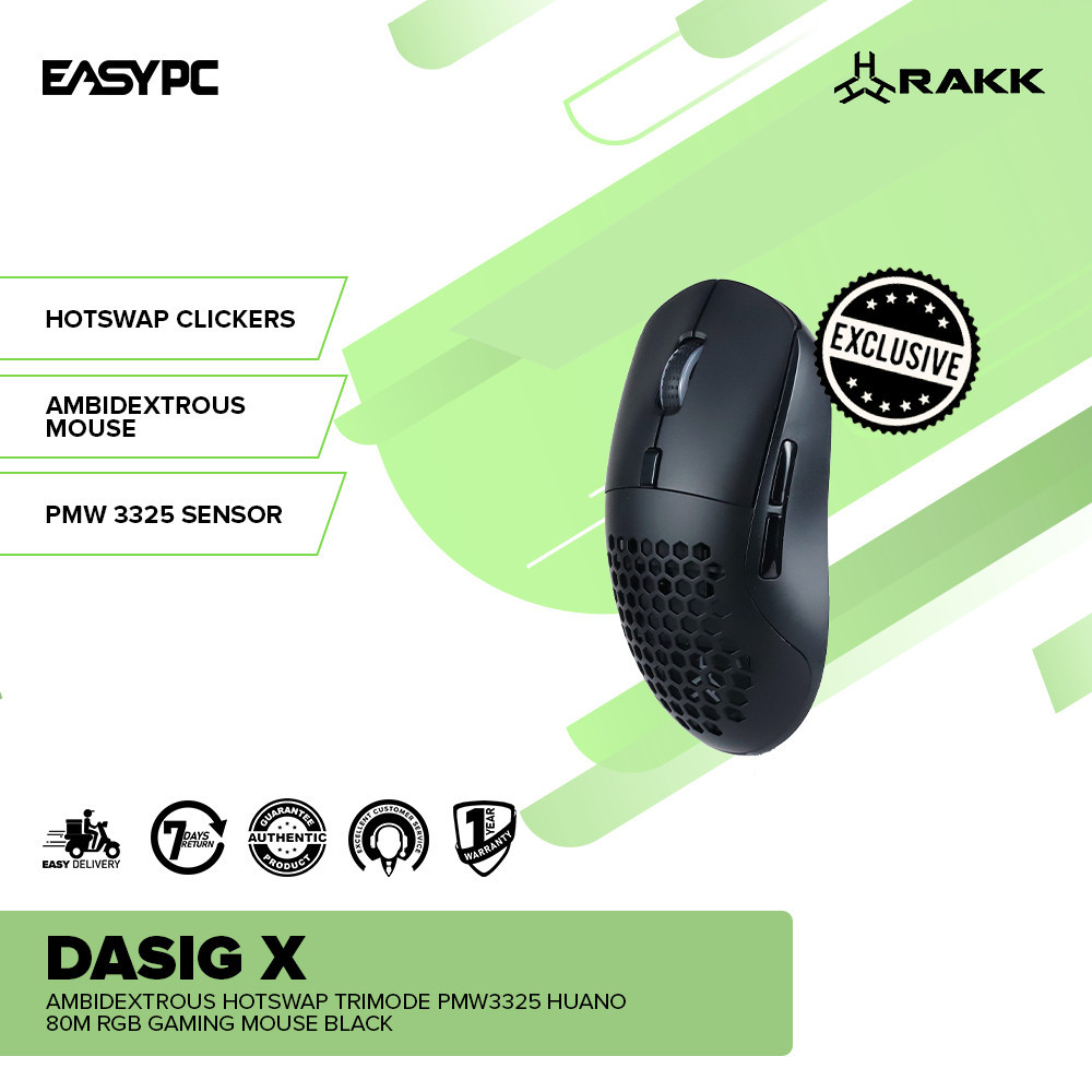 EasyPC| RAKK DASIG X Ambidextrous Hotswap Trimode PMW3325 Huano 80M RGB ...