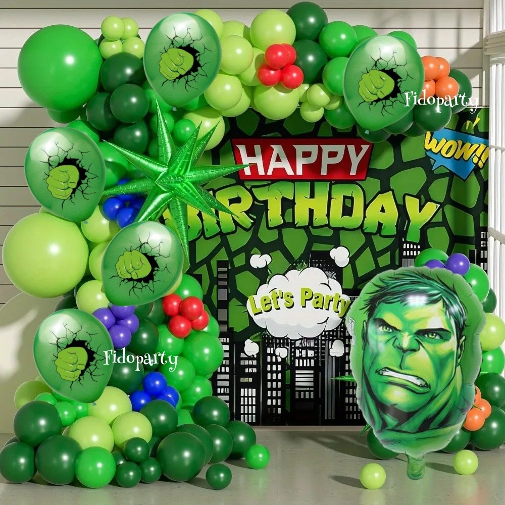 The Avengers Superhero Balloon Garland Hulk Green Number Foil Printed ...