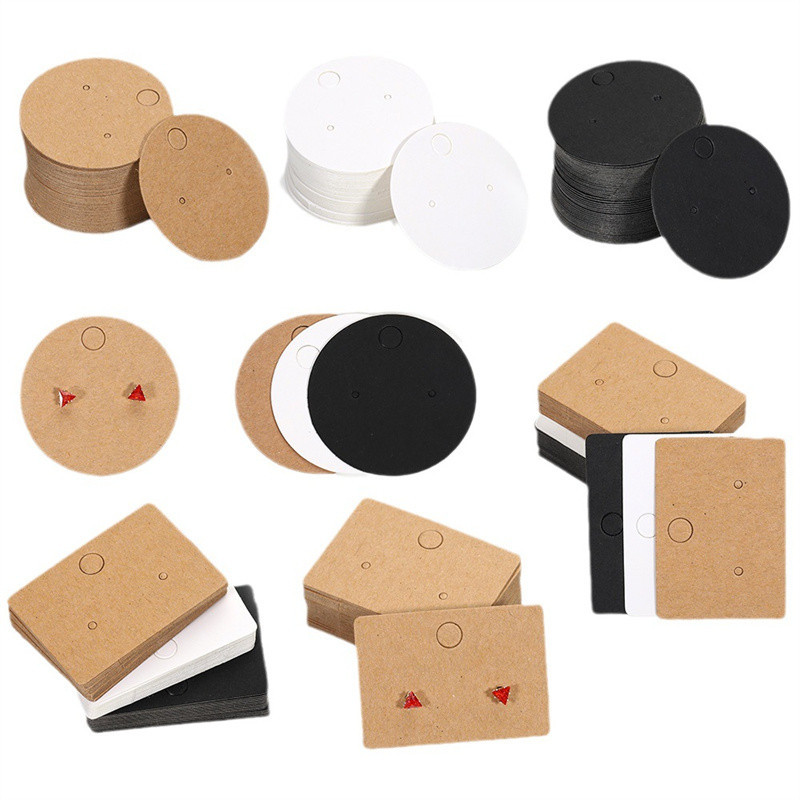 100pcs 4.5x3.2cm/circular 4cm black/white/kraft paper packaging ...
