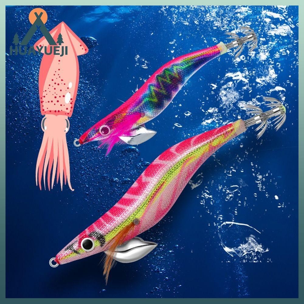 HUAYUEJI Wood shrimp lures, Fishing tackle 3.0# Hook Squid hook, 2023 10g/15g/19g Lead sinker ...
