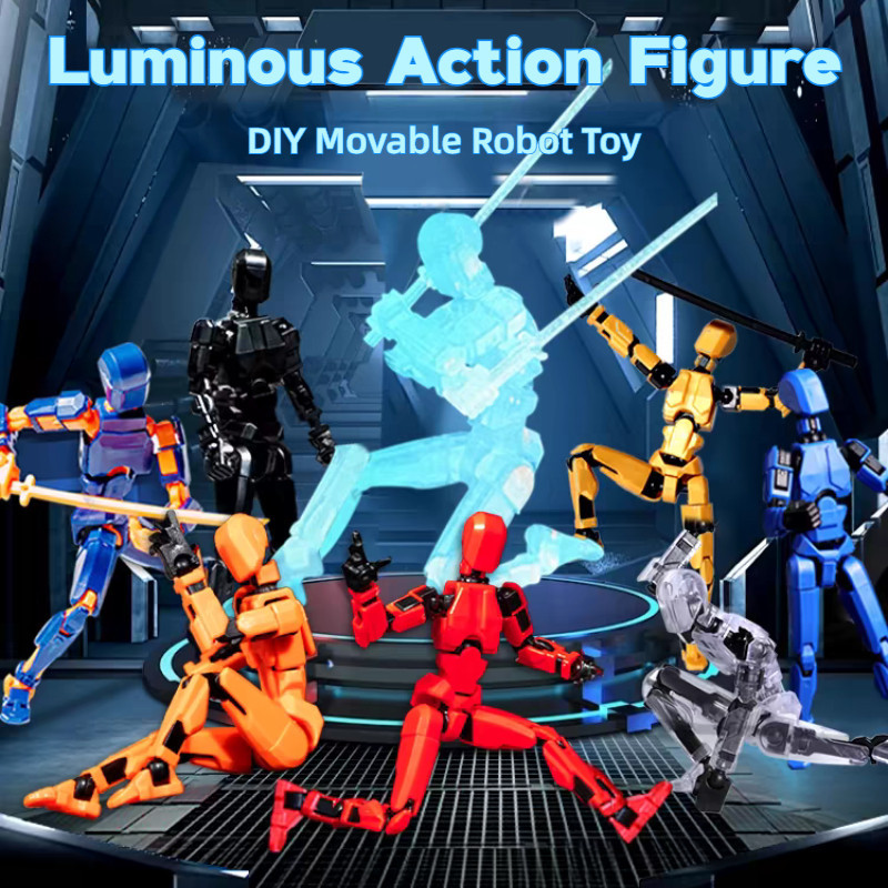 Lucky 13 Action Figure Luminous Robot Toy Multi Jointed Dummy 13 Action ...