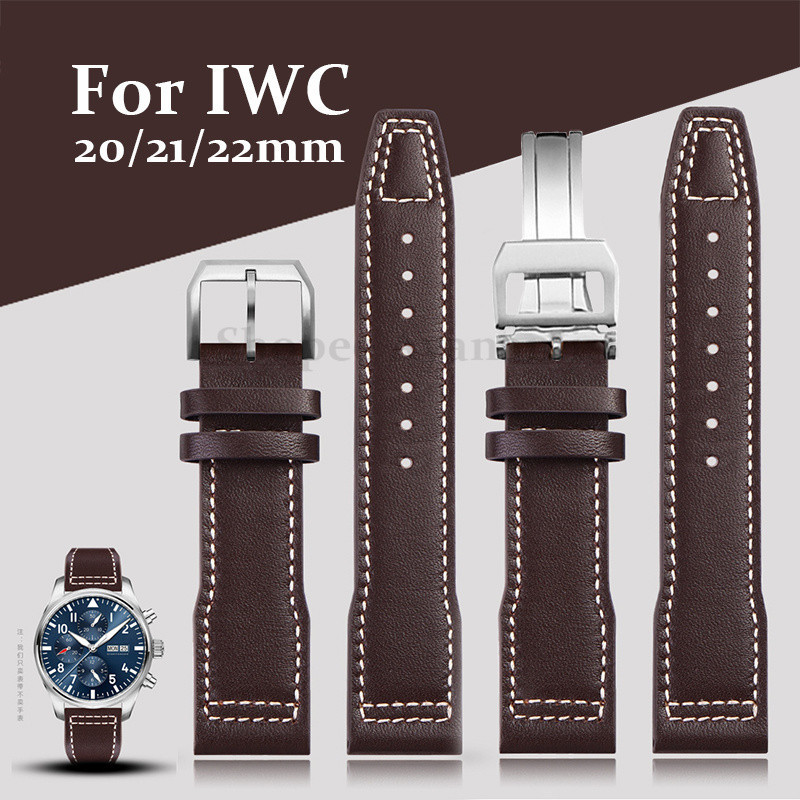 Genuine Leather Watch Strap Band for IWC Pilot Belt Bracelet Pin ...
