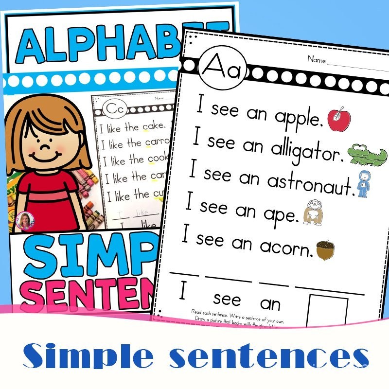 RQ+A-Z Alphabet Teaching Simple English Sentences Homework Worksheet ...
