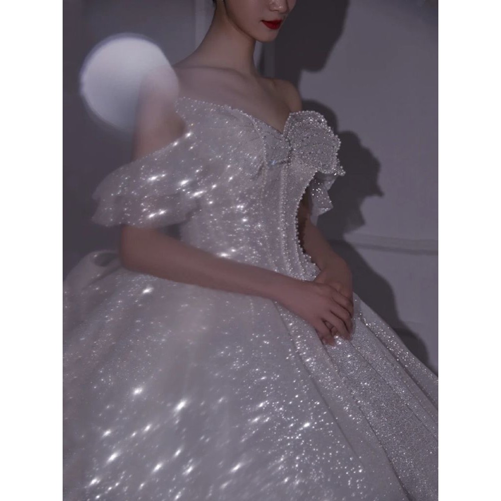 Off-Shoulder French Style Wedding Dress2024New Style Bride High-End ...