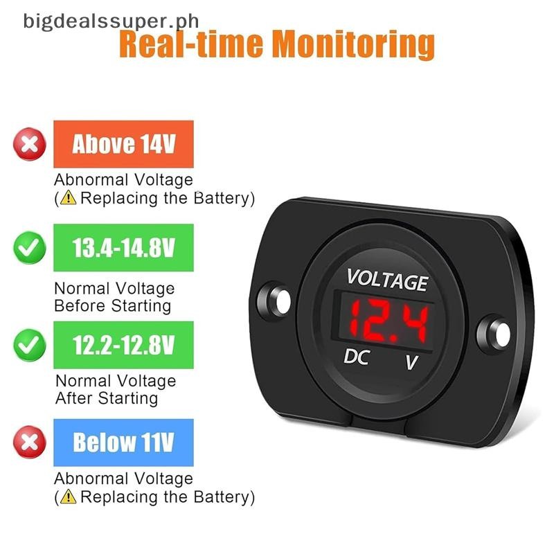 Pro Digital Voltage Meter DC 12-24V Waterproof Round Meter Car ...