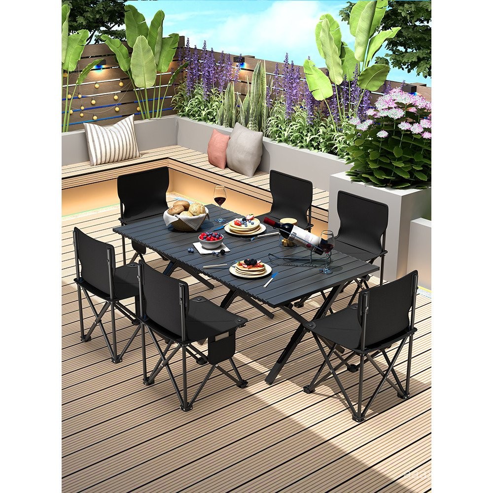 Outdoor Folding Table Aluminum Alloy Roll-Up Table Portable Picnic ...