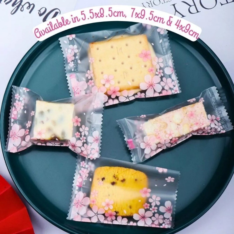 100pcs Pink Sakura Cookie Bag Heat Wrapper Polvoron 5.5x8.5 CM 7X10 4X9 ...