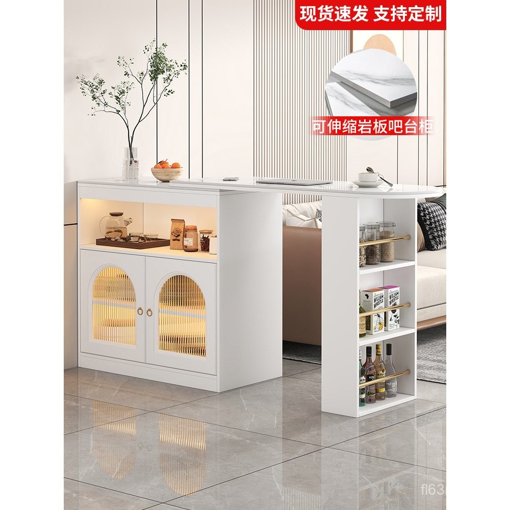 Cream Style Solid Wood Bar Counter Retractable Household Stone Plate ...