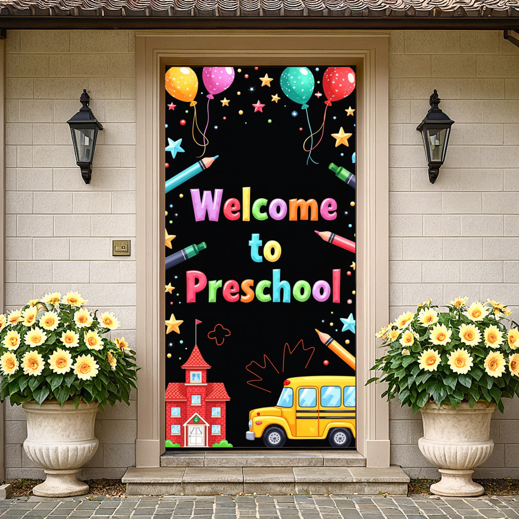 Welcome To Preschool Banner Background Backdrop Decorations Classroom ...