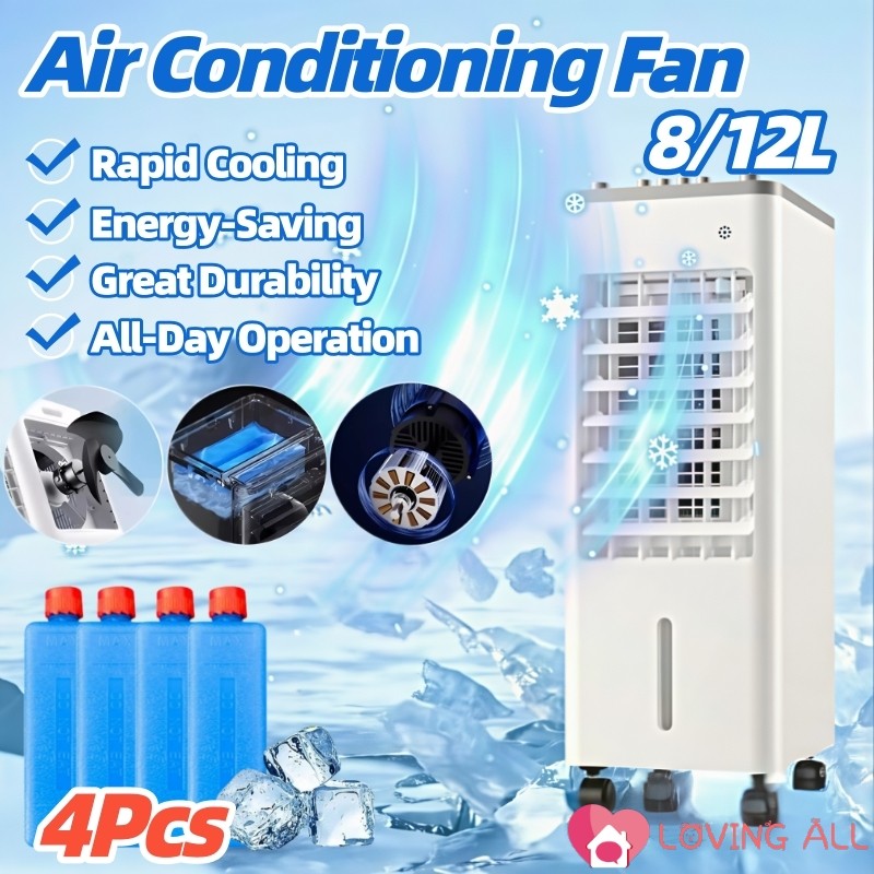 Air Conditioning Fan Home Use Steam Cooling Fan 8/12L Large Tank Remote ...