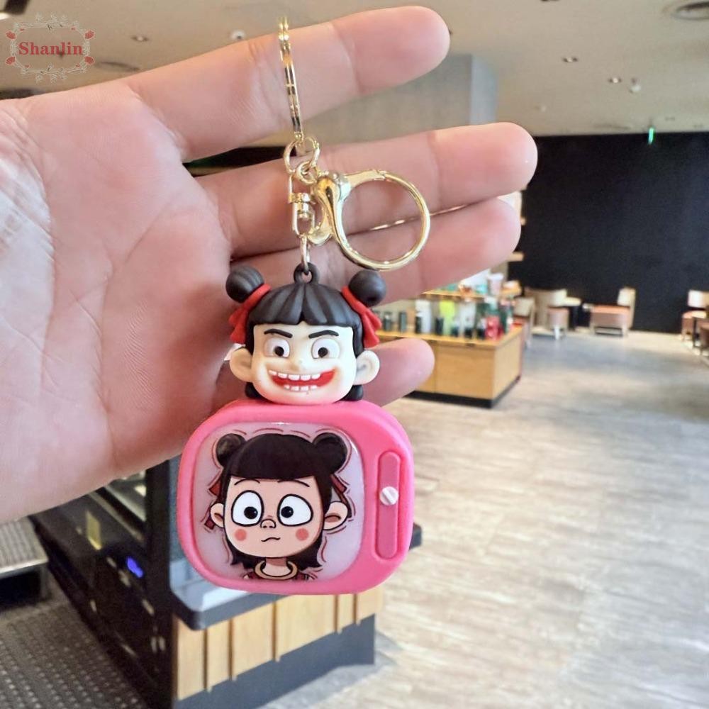 SHANLIN Colorful Flashing Ne Zha Keychain, Kawaii Plastic TV Toy ...