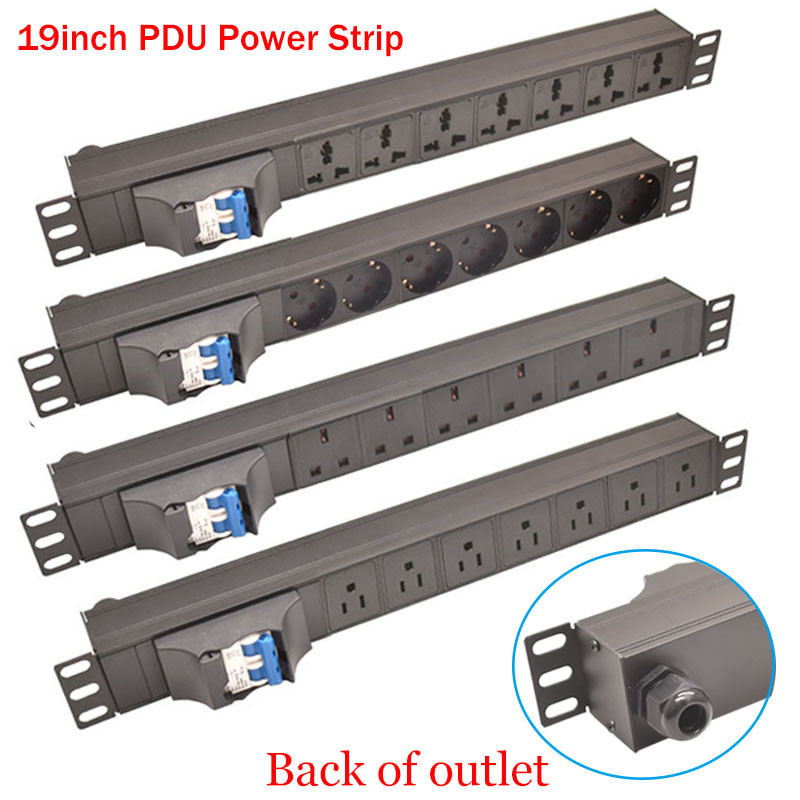 19Inch Cabinet Rack Mount PDU Power Strip EU/US/UK C13/Universal Outlet ...