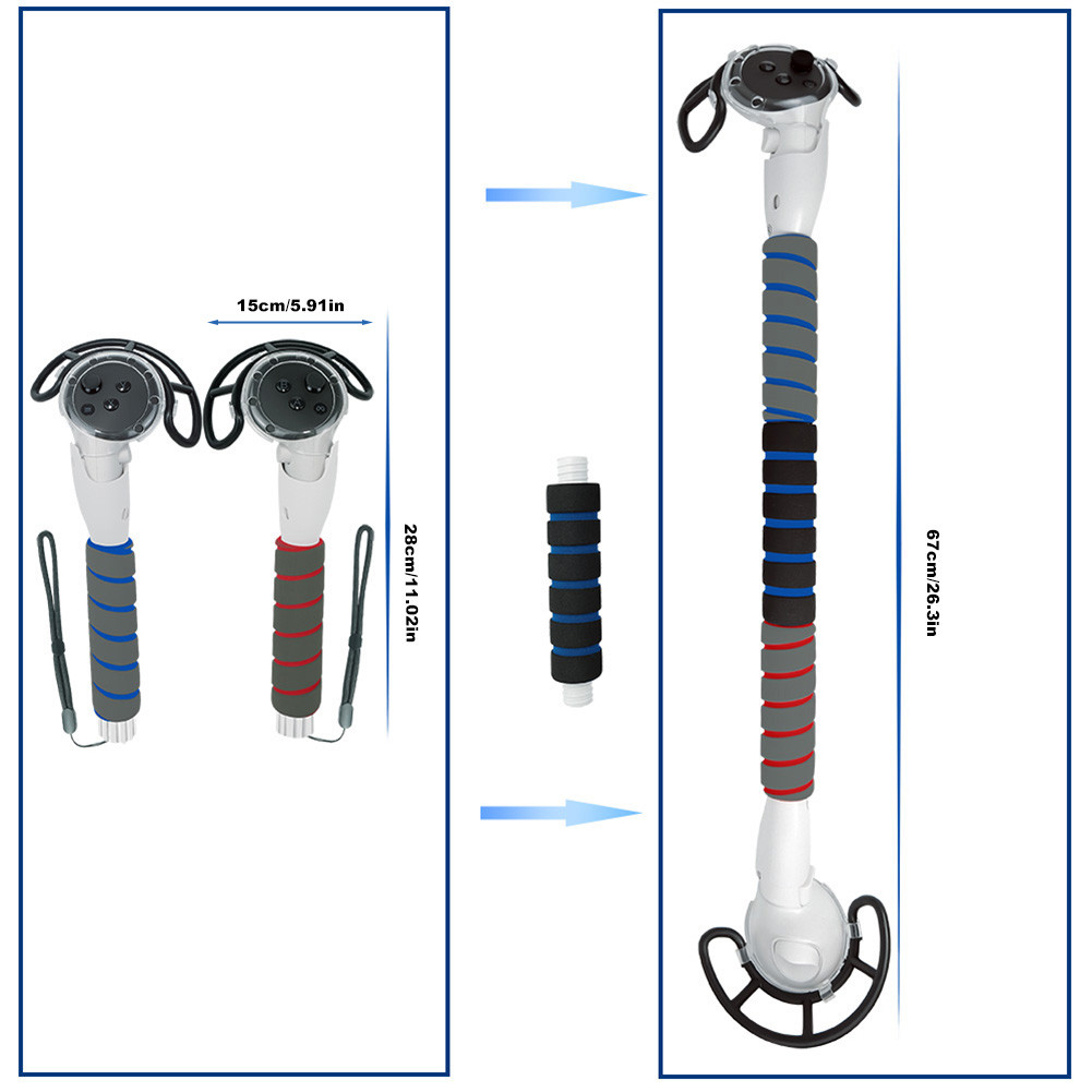 3 in 1 Long Arm Handle Attachments Anti-collision VR Controller ...