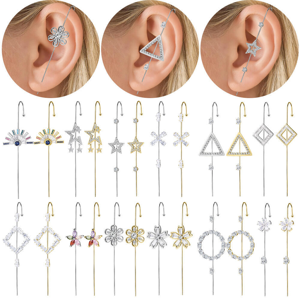 1 Pc 20G Stud Earring Crystal Clip Earring Lobe Ear Piercing Colorful ...