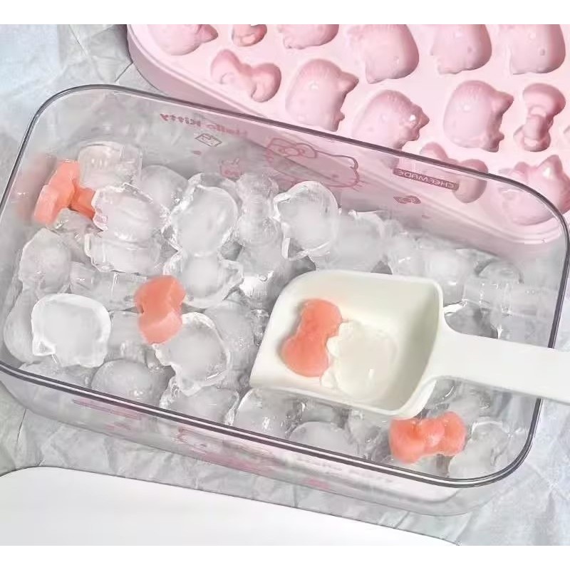 Kitty Cat Ice Cube Mold With shovel Ice Grid Cold Water Bottle Straw ...