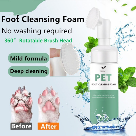 150ml Pet Paw Cleaning Foam Foot Care No-Rinse Liquid for Dogs and Cats ...