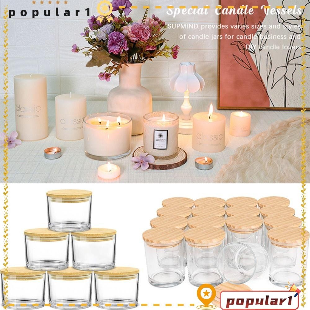 POPULAR Glass Candle Jars, Transparent Empty Candle Containers, Small ...