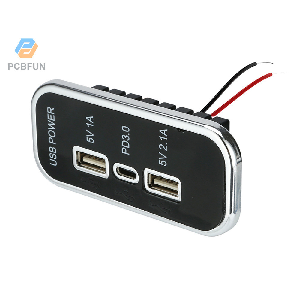 Pcbfun 3-port 35.5W PD fast charging USB+Type-C charger socket 12/24V ...