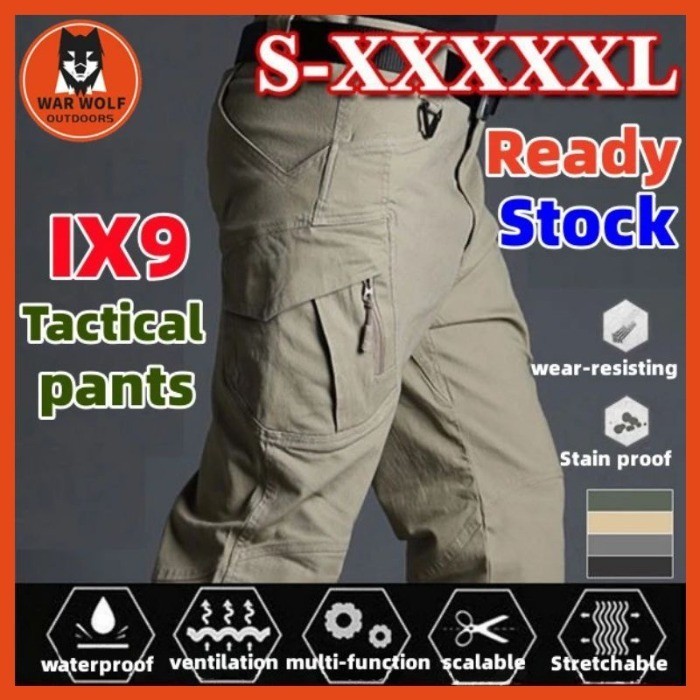 IX9 Men's Tactical Pants Multi-pocket Work Pants Slim Fit Waterproof Pants Hiking Pants | Shopee ...