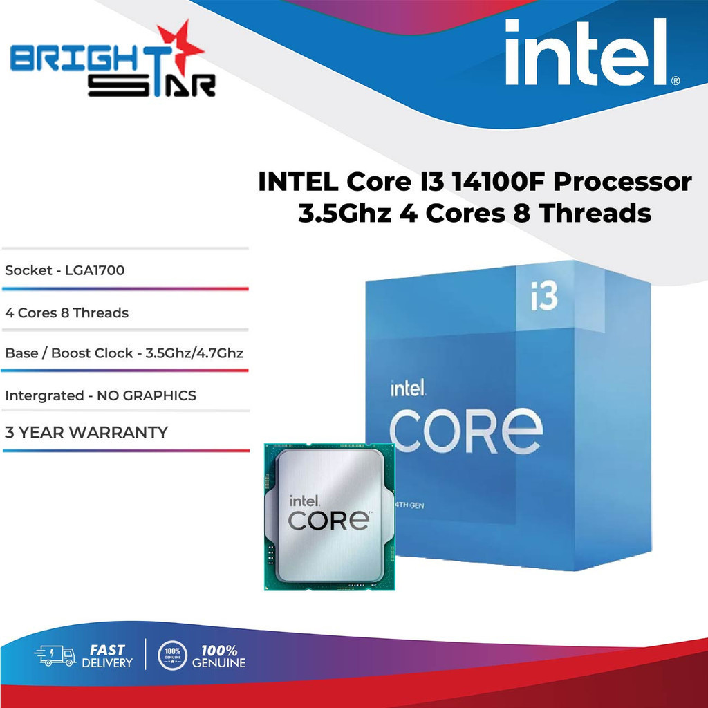 INTEL Core I3 14100F 3.5Ghz 14th Gen LGA1700 Processor | Shopee Philippines