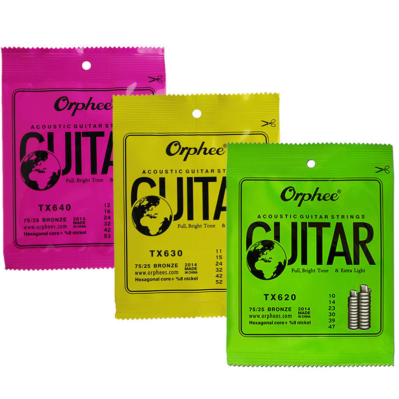 Orphee Acoustic Guitar Strings TX620/ TX630/TX640 Hexagonal Carbon Core ...