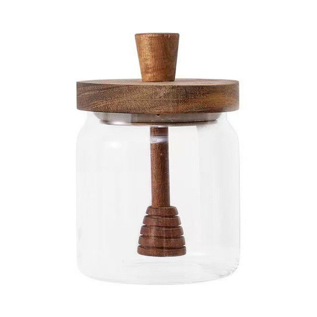 AMAR Durable Honey Storage Container 500ml Glass Honey Jar with Wooden ...