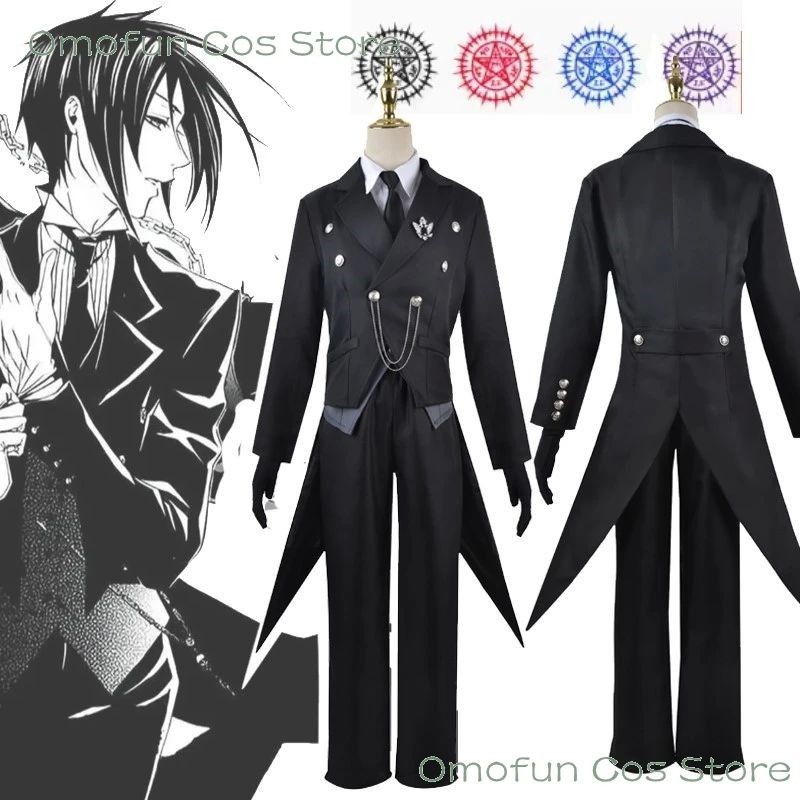 Kuroshitsuji Sebastian Michaelis Cosplay Costume Black Butler Tuxedo ...