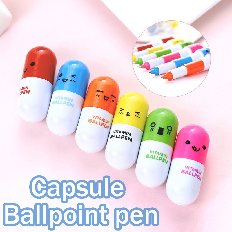 Kawaii Emoji Ballpoint Pen Novelty Creative Retractable Cute Capsule ...