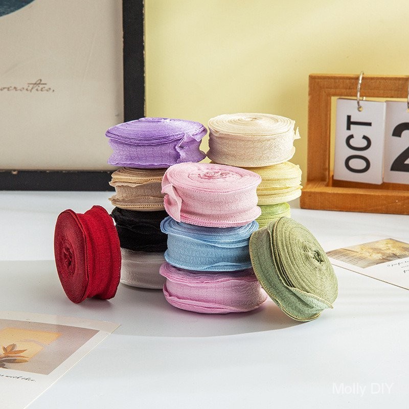 Ready stock 2.5cm Flounce Pleated Ribbon DIY Cake Bouquet Flowers ...